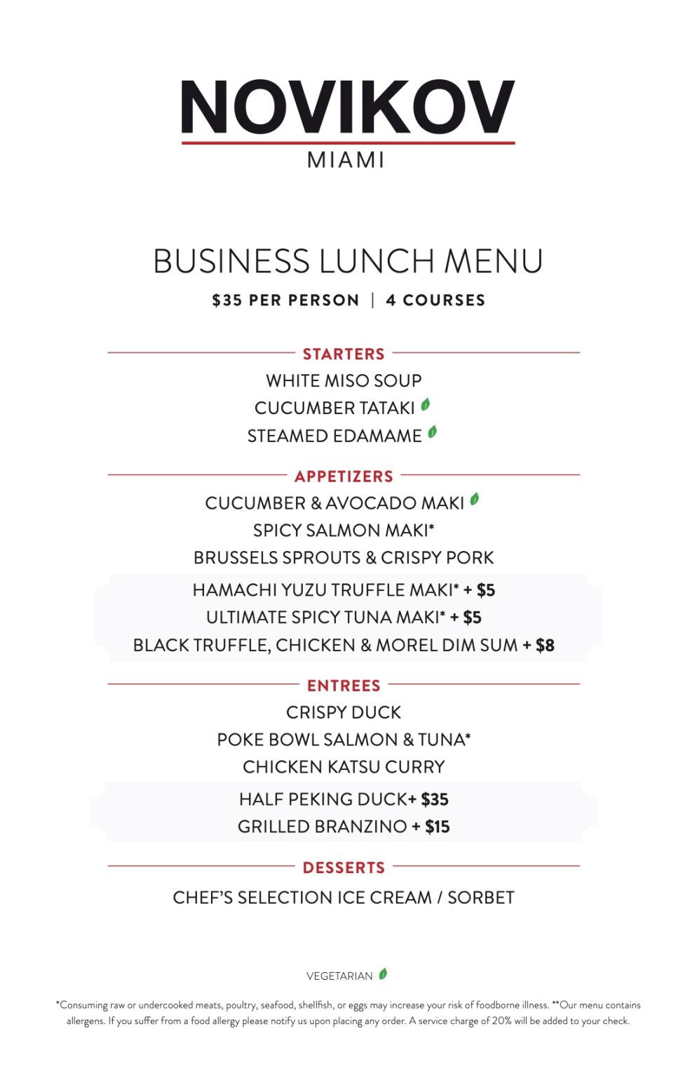 Menu • Novikov Miami Restaurant & Bar