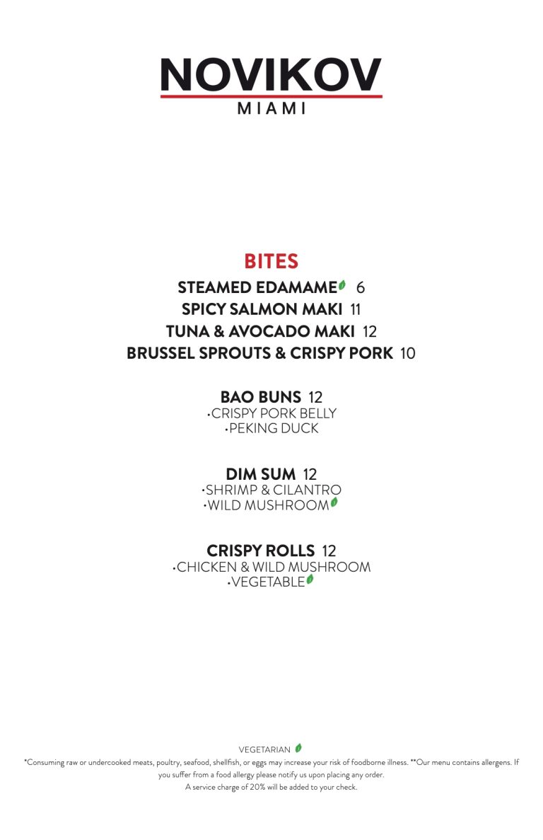 Menu • Novikov Miami Restaurant & Bar