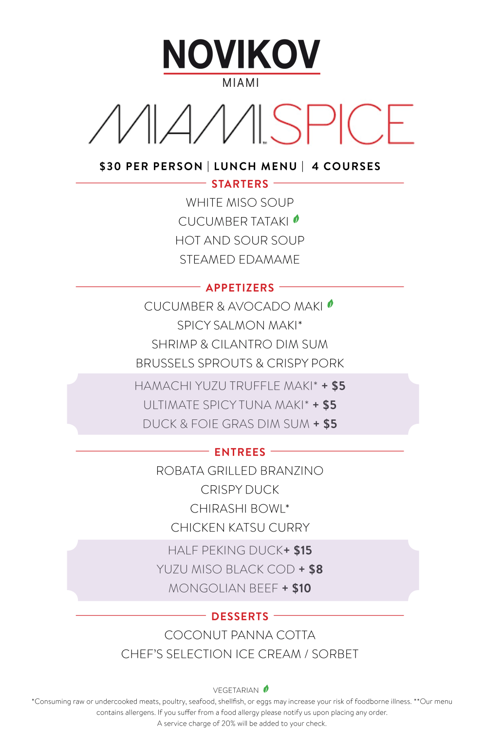 Menu • Novikov Miami Restaurant & Bar