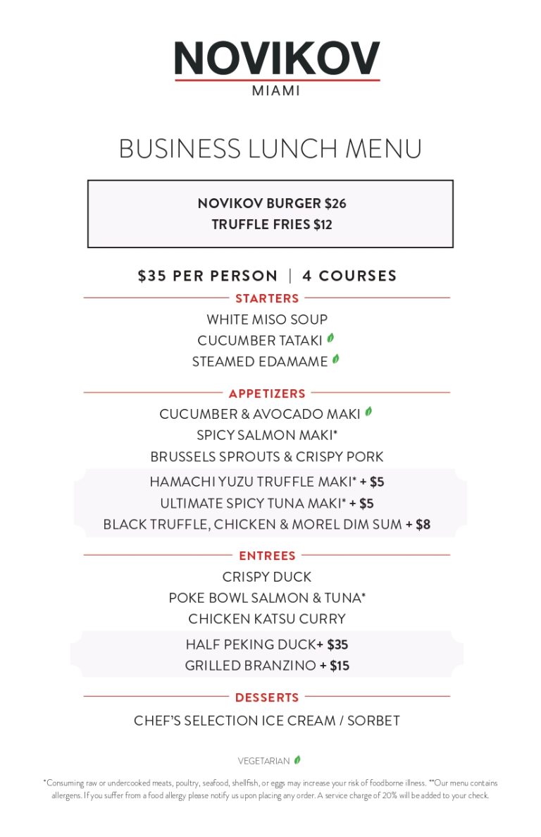 Menu • Novikov Miami Restaurant & Bar